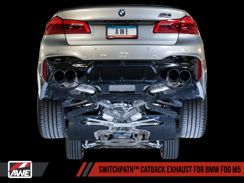 AWE Tuning 18-19 BMW F90 M5 SwitchPatch Cat-Back Exhaust- Black Diamon ...